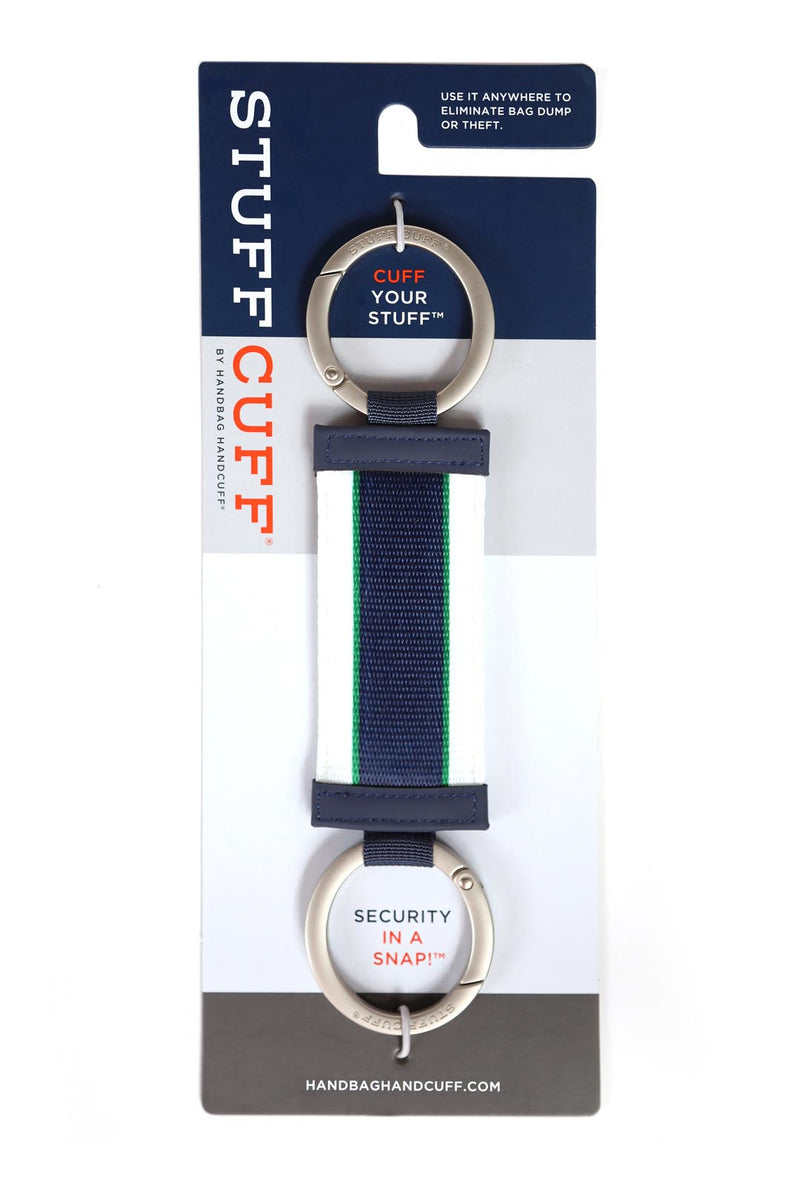 Stuff Cuff® - Blue & Green Stripe – Handbag Handcuff - /products/stuff ...
